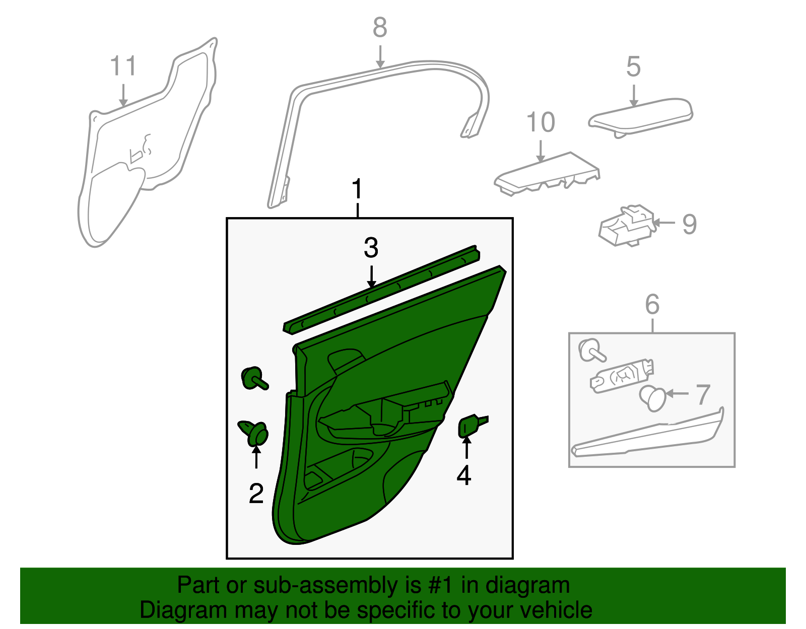 83752-TP6-A13ZA - 2013-2015 Honda Crosstour - Lining L Rear Door (Lower ...