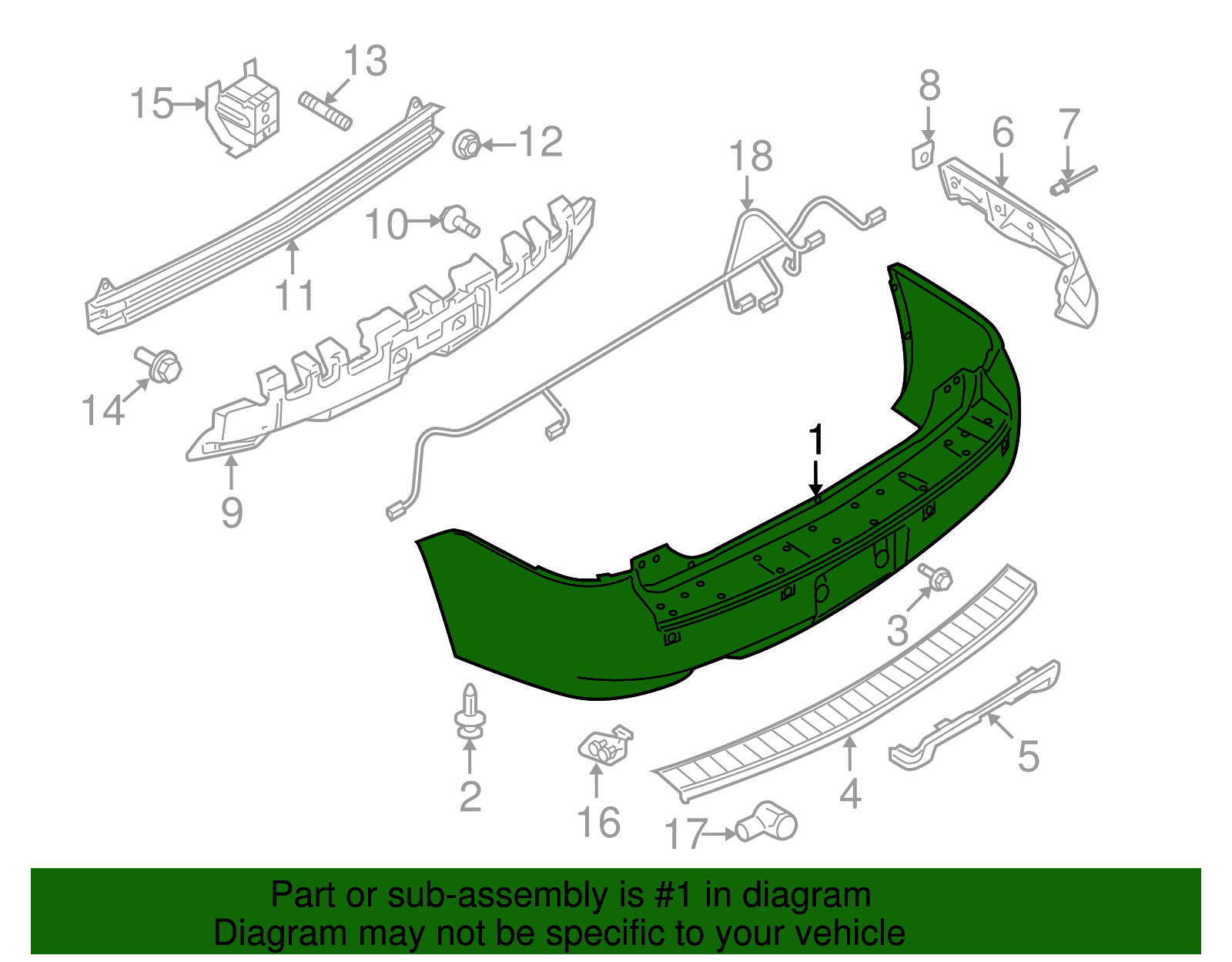 DA8Z-17K835-SPTM - Bumper Cover 2010-2019 Ford Flex | Ford OEM Parts Direct