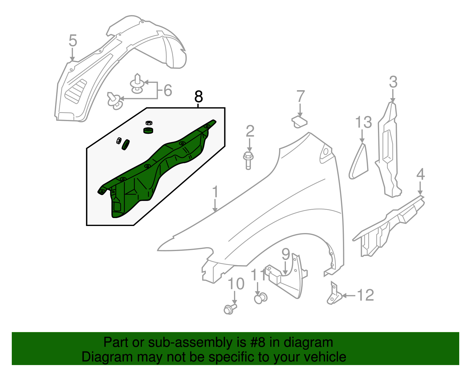 2011-2014 Nissan Murano Fender Splash Shield 638E91AA0B | Spinelli ...