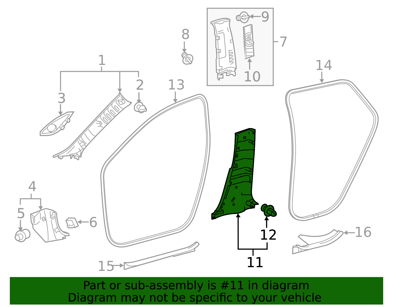62414-12350-C0 - Lower Center Pillar Trim - 2019-2025 Toyota | OEM ...
