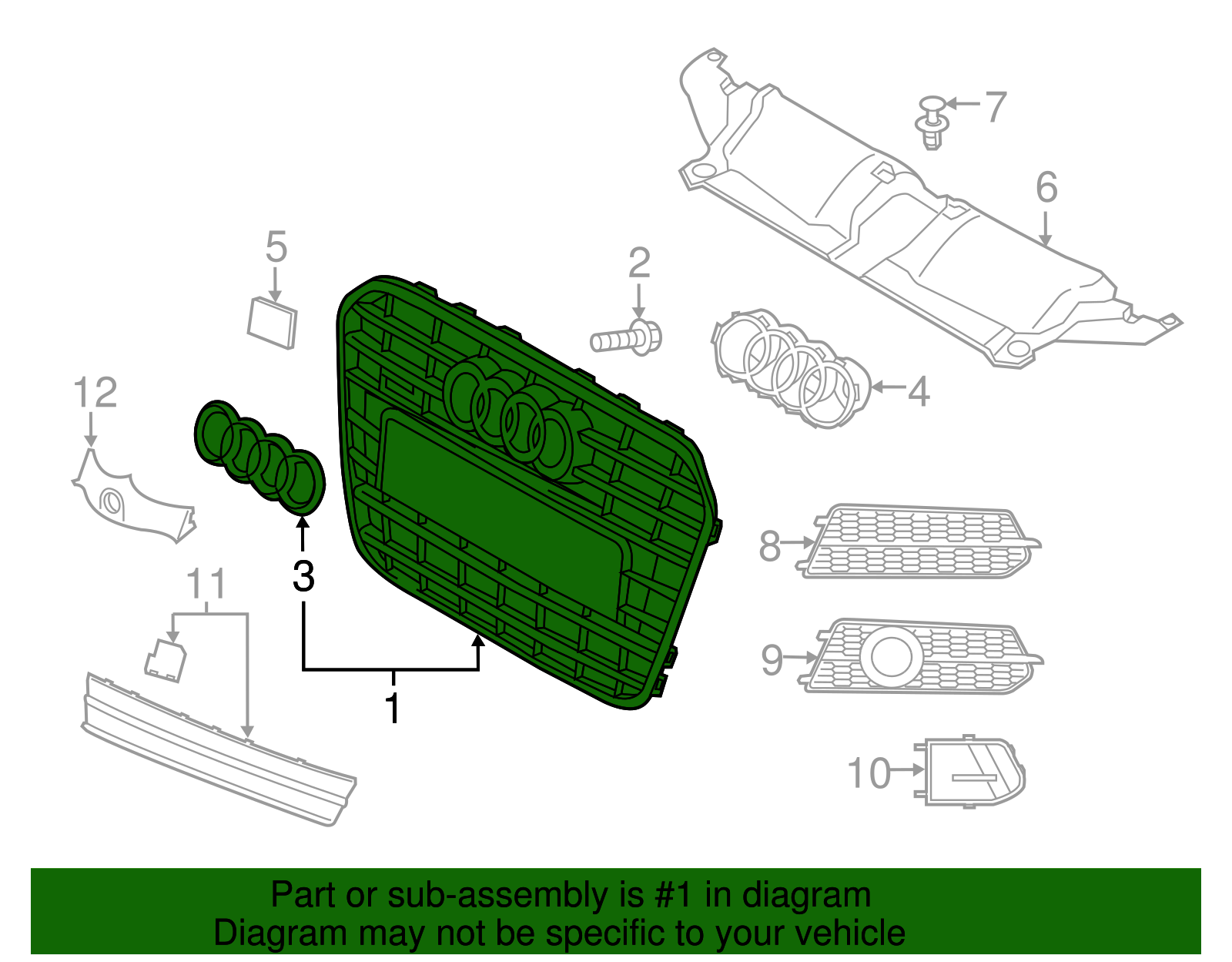 4G0-807-683-C - Lower Grille 2017-2018 Audi | Audi OEM Parts Guy