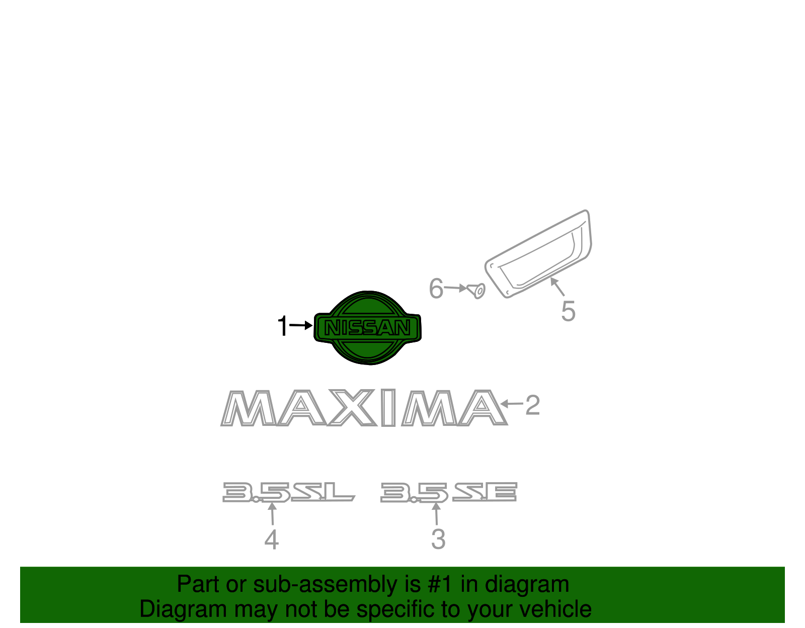 2004-2008 Nissan Maxima Emblem 84890-7Y000 | Nissan Parts OEM