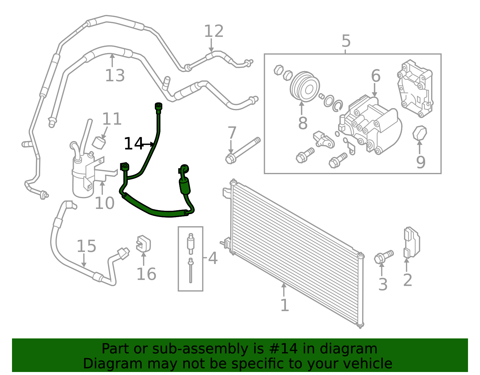 9T1Z-19972-A - A/C Refrigerant Discharge Hose Direct Factory Parts