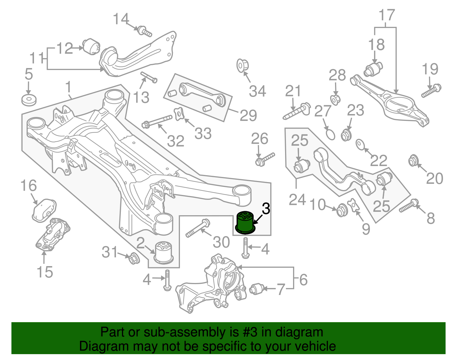 1K0-505-145-K - Suspension Cross-Member Rear Bushing 2006-2013 ...