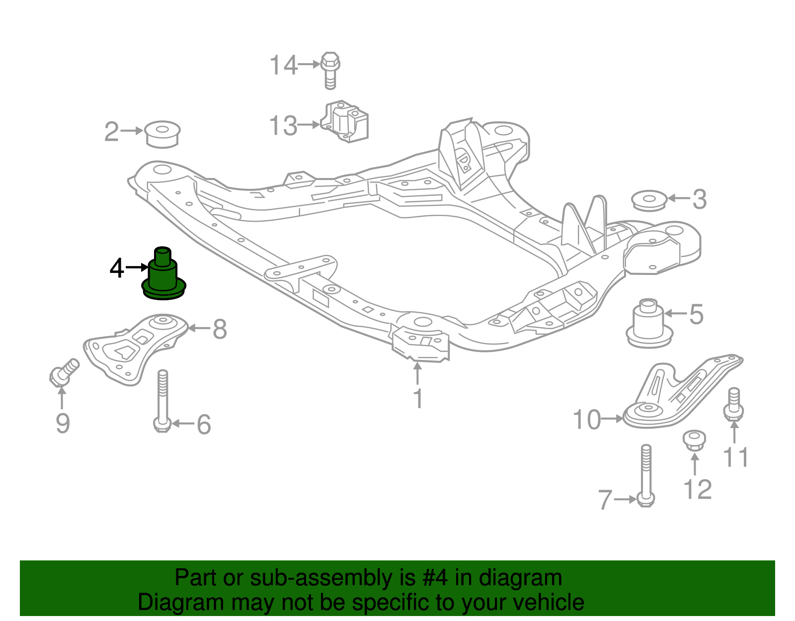 2001-2019 Toyota Engine Cradle Cushion 52211-0E010 | Toyota Parts Center