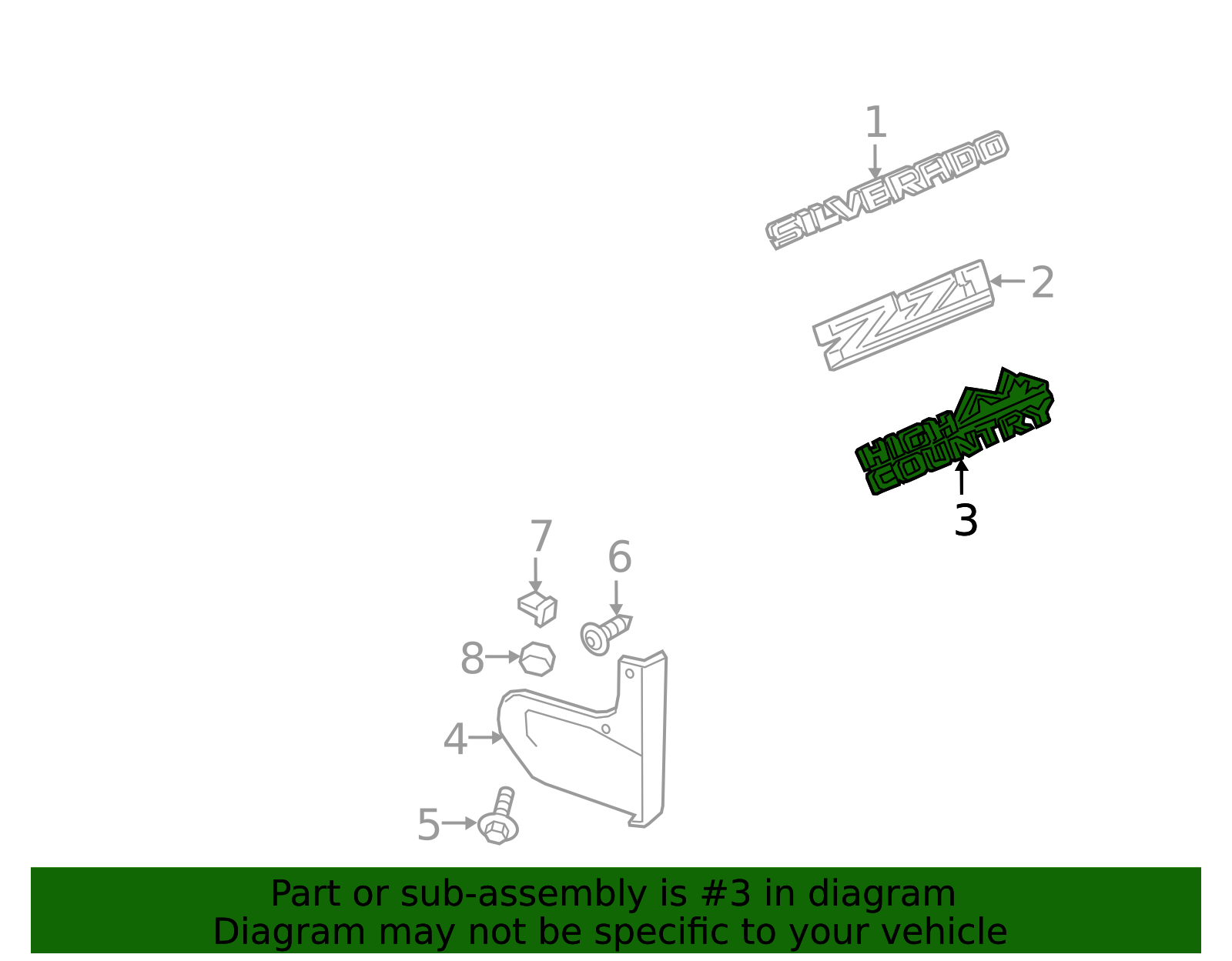 2022-2025 Chevrolet Silverado 1500 Nameplate 84865796 | Shop Matick ...