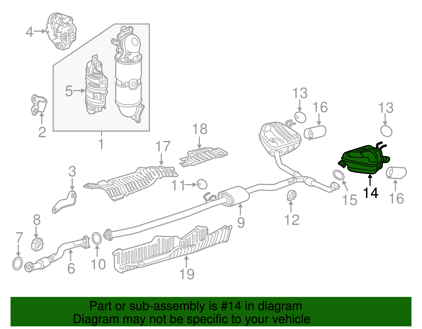 18305-TLA-A04 - 2017-2019 Honda CR-V - Muffler L Ex | Honda Parts Cheap