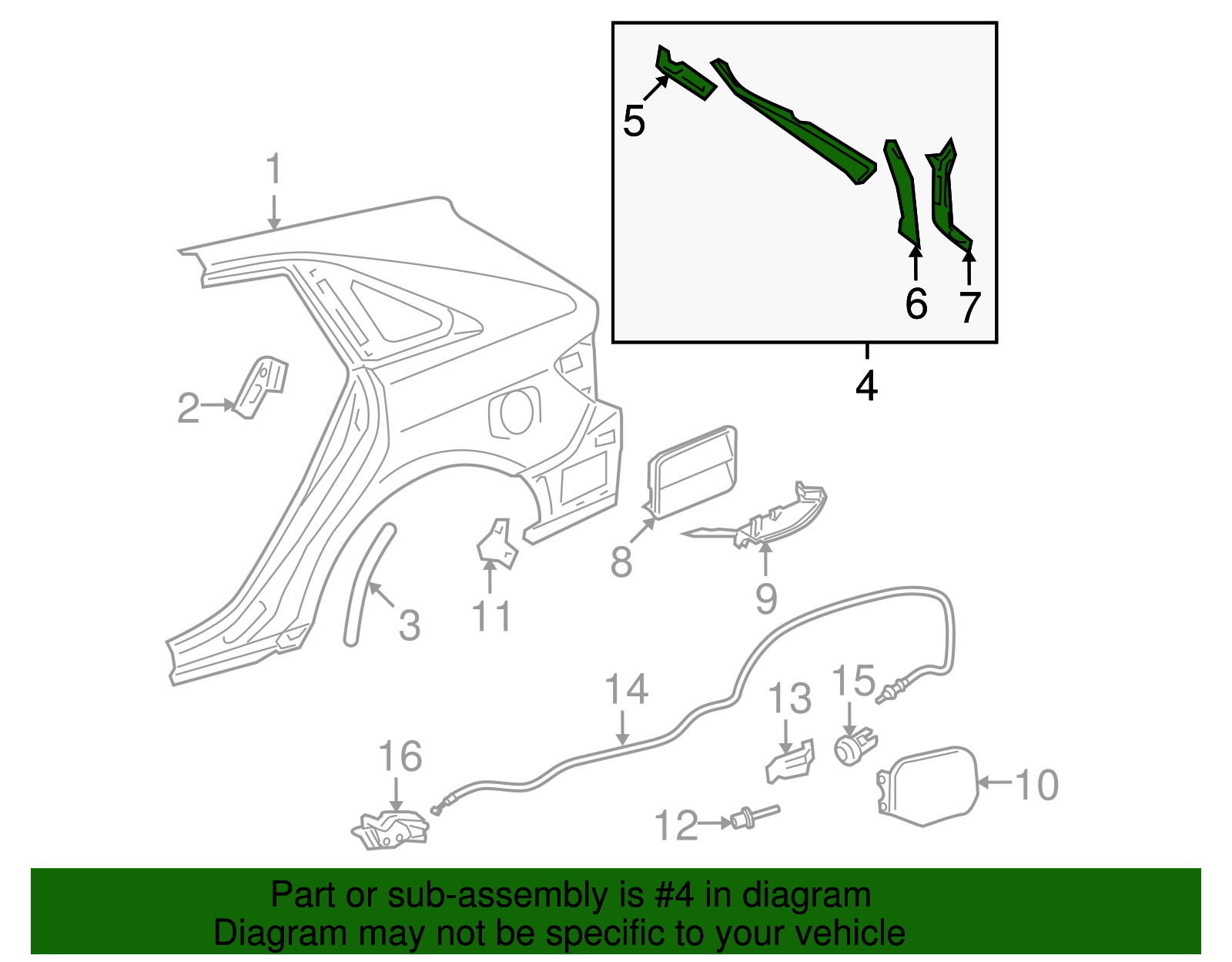 2009-2015 Toyota Venza Upper Trough 61628-0T900 | Toyota Parts Center
