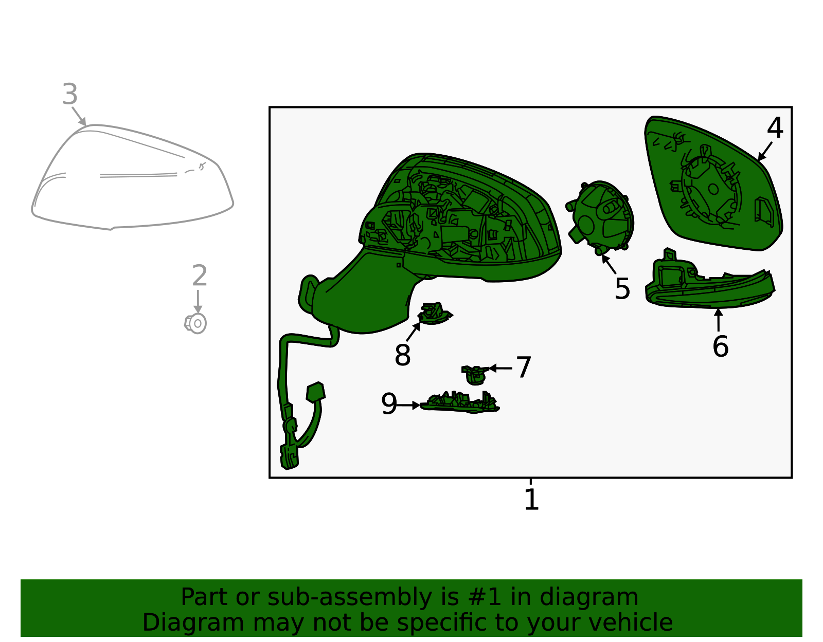 2021-2024 Toyota Sienna Mirror Assembly Outer Right PASSENGER SIDE ...