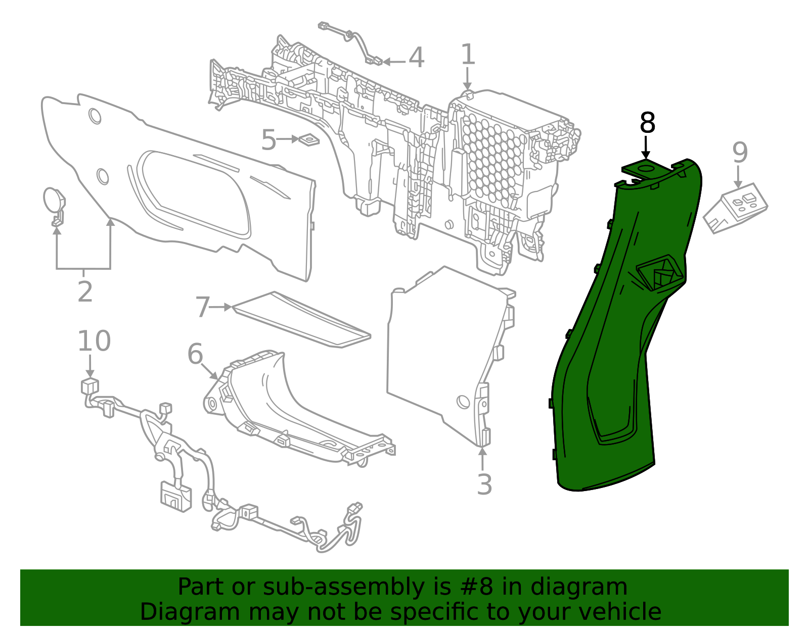 2022-2023 Chevrolet Black Front Floor Console Rear Trim Panel 42708022 ...