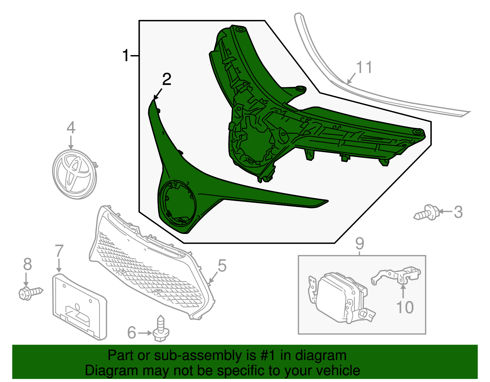 2017-2019 Toyota Corolla Grille Assembly 53105-02010-C0 | Toyota Parts ...