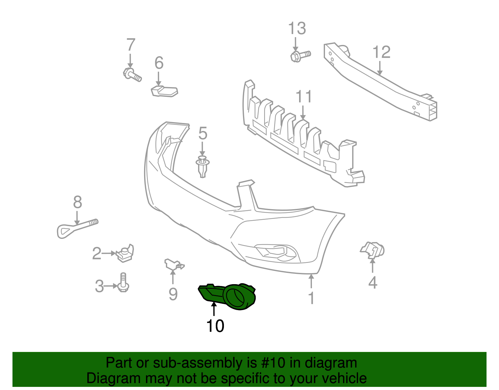 2008-2010 Toyota Highlander Cover Fog Lamp - DRIVERS SIDE 81482-0E040 ...