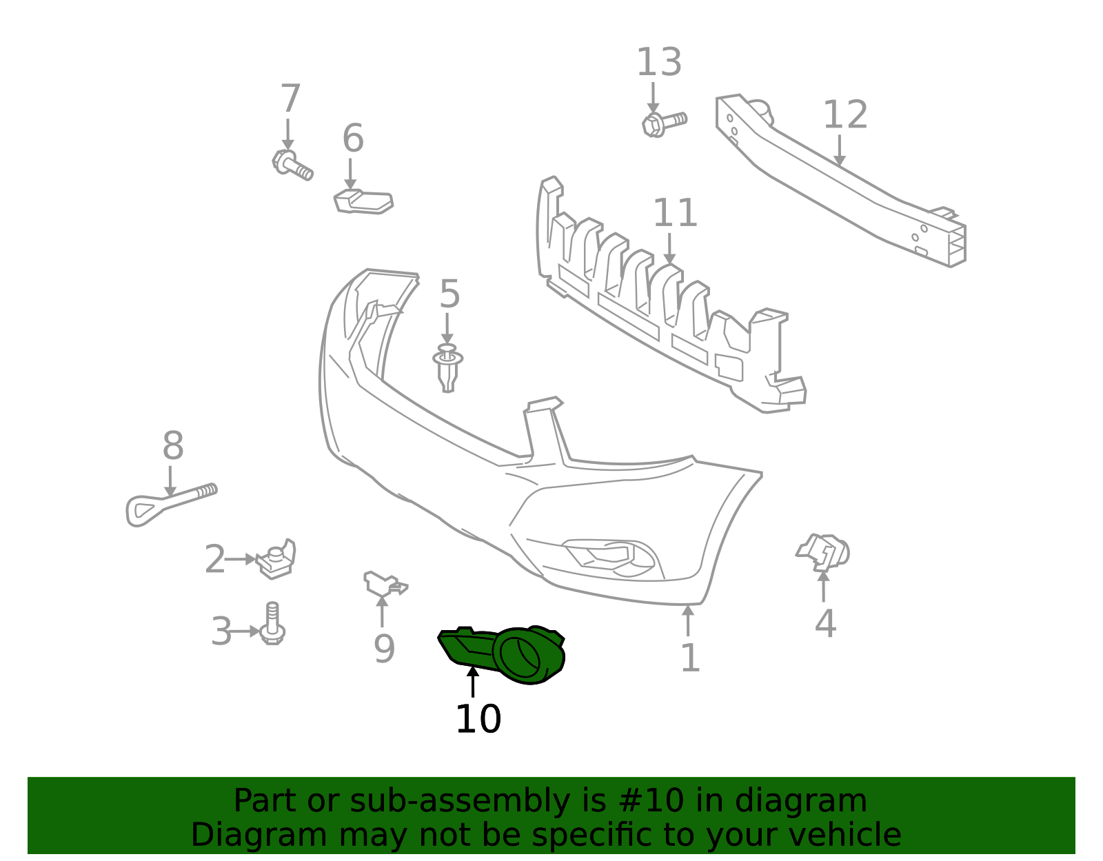 2008-2010 Toyota Highlander Cover Fog Lamp - DRIVERS SIDE 81482-0E040 ...