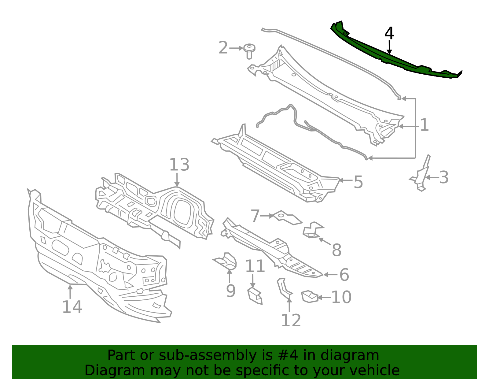 2017-2020 Lincoln Continental Panel Assembly Cowl Top g3gz5402010a ...