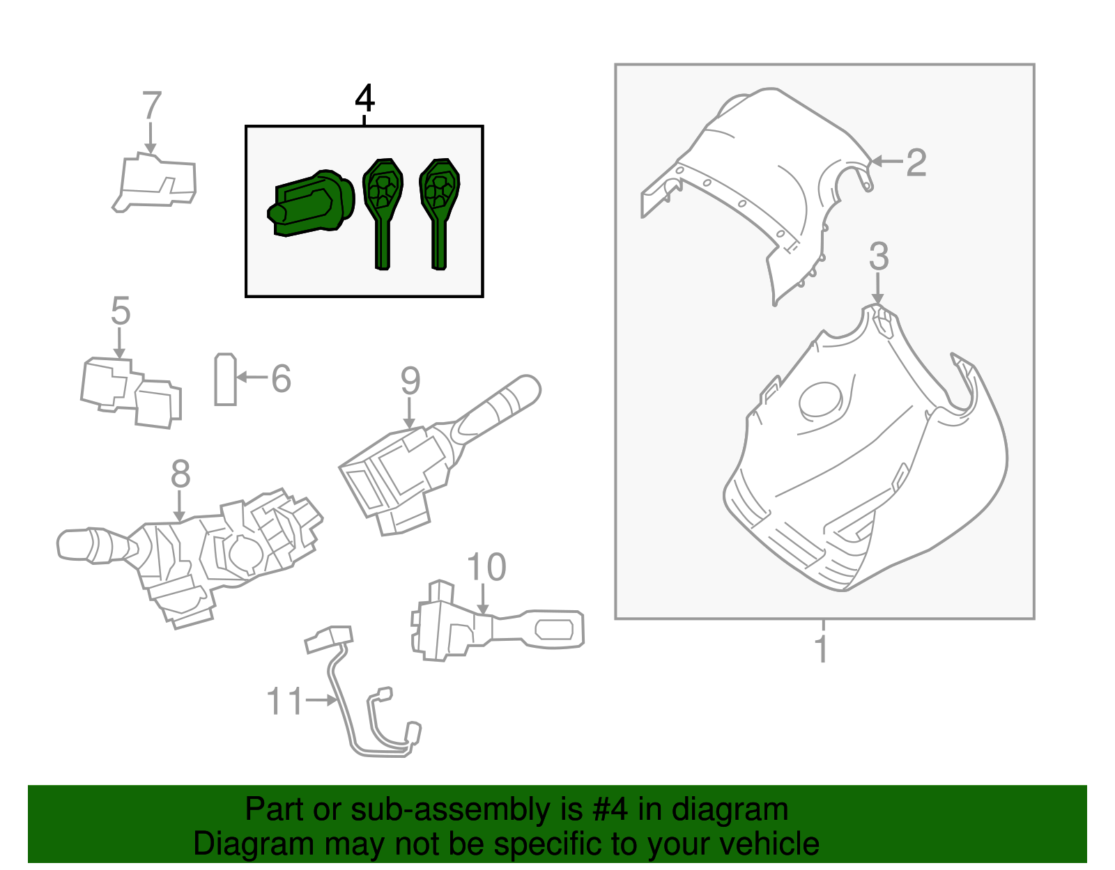 69057-0R040 - Ignition Lock Cylinder Set - 2013-2019 Toyota | Toyota ...