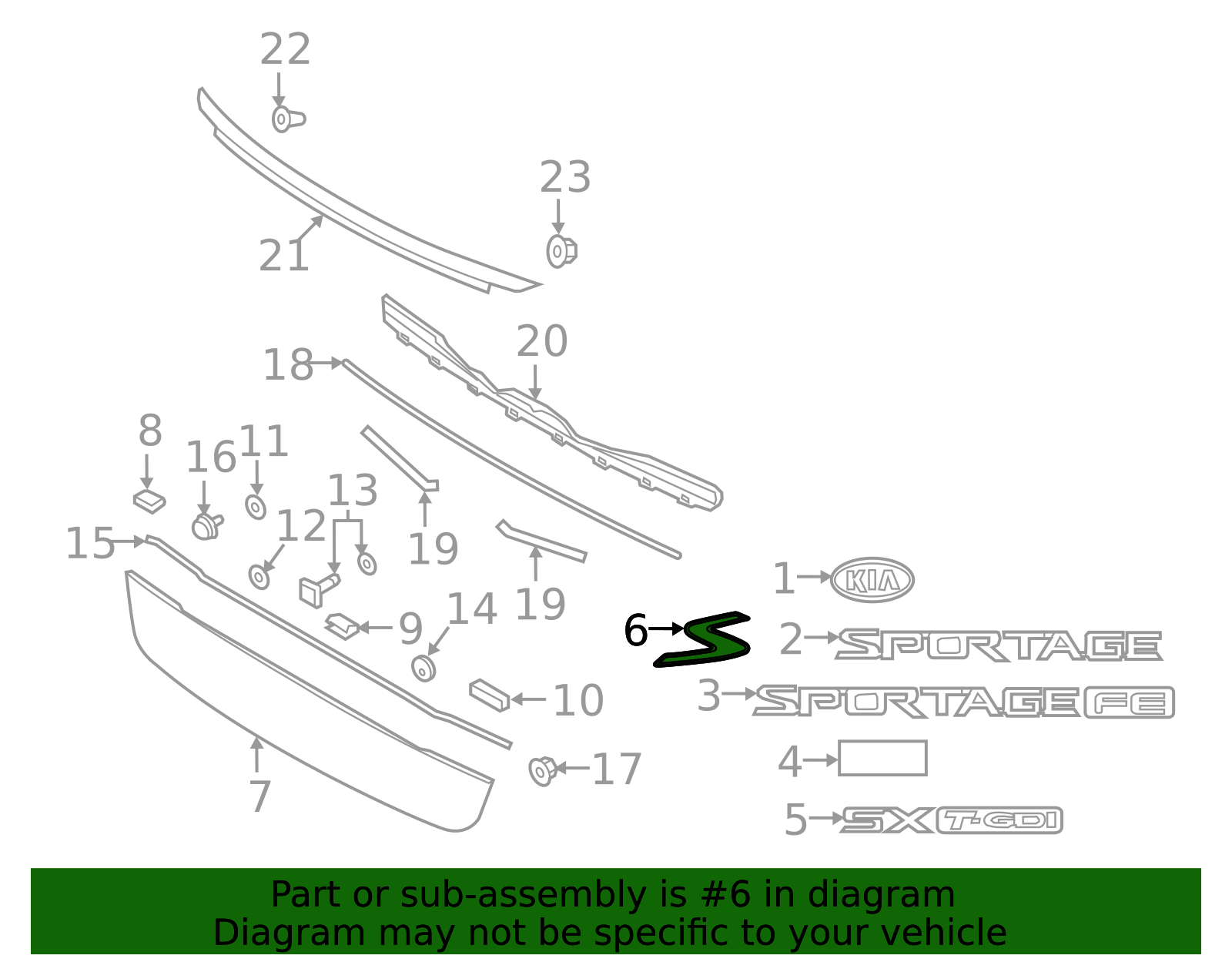 2020-2021 Kia Sportage Nameplate 86314-D9050 | TascaParts.com