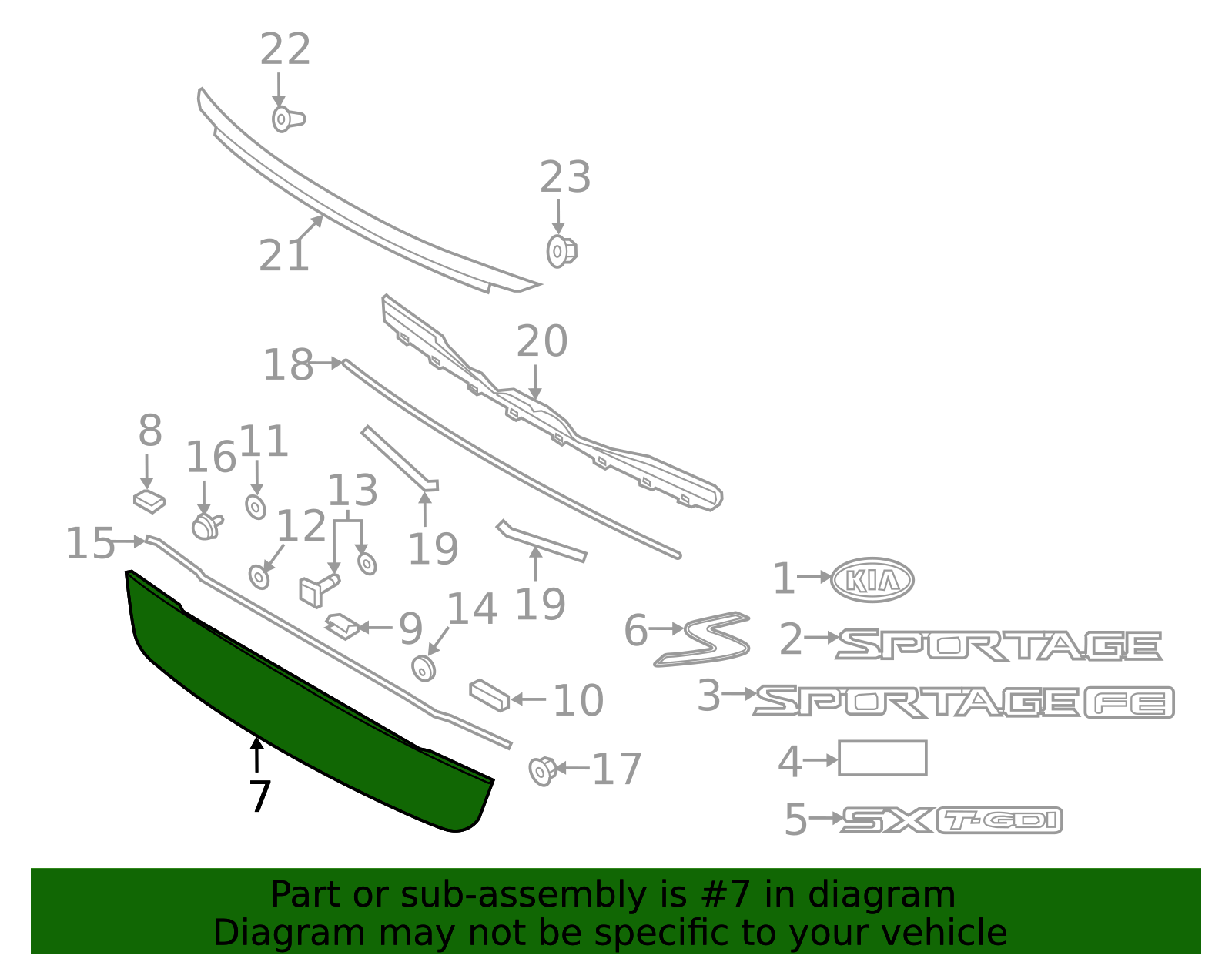 87371-D9030 - Tail Gate Trim 2017-2022 Kia Sportage | Kia.Parts Store