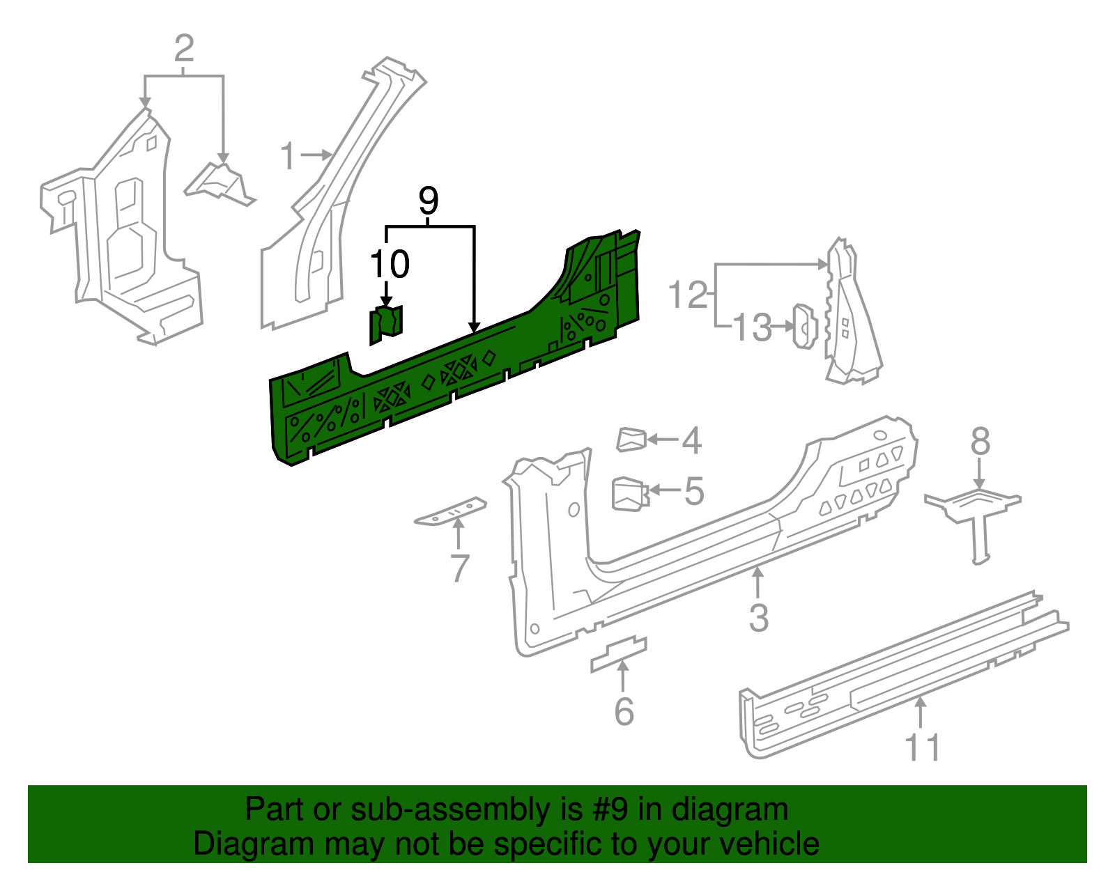 92230318 - 2011-2015 Chevrolet Camaro - Passenger Side Rocker ...