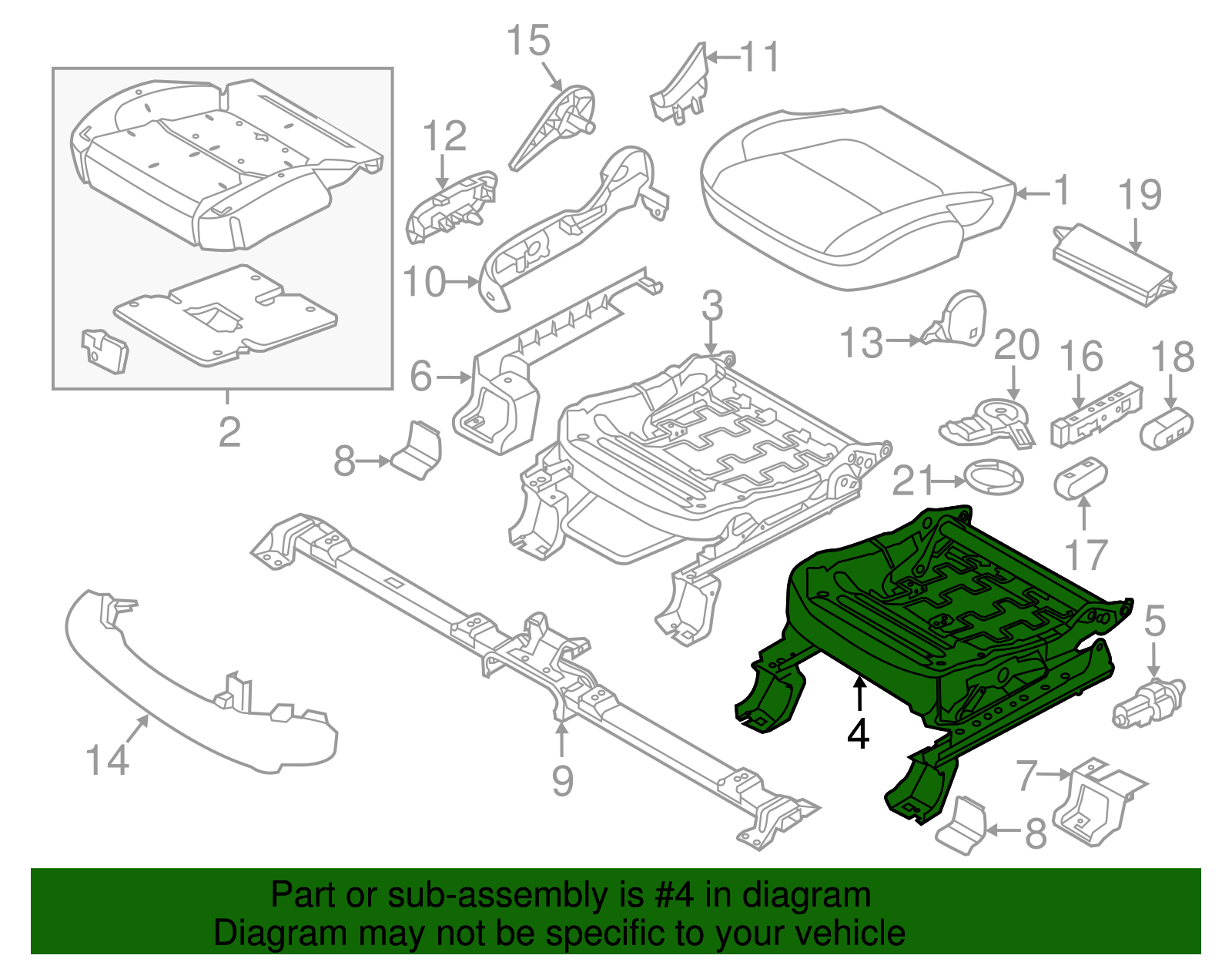 2016 Ford Explorer | Seat Frame | FB5Z-9661710-B | Walls' Ford Parts