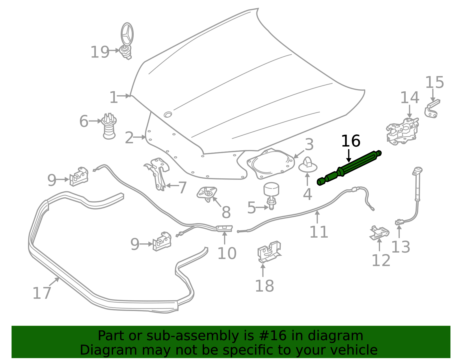 2229800164 - Mercedes-Benz Lift Cylinder 2014-2020 Mercedes-Benz ...