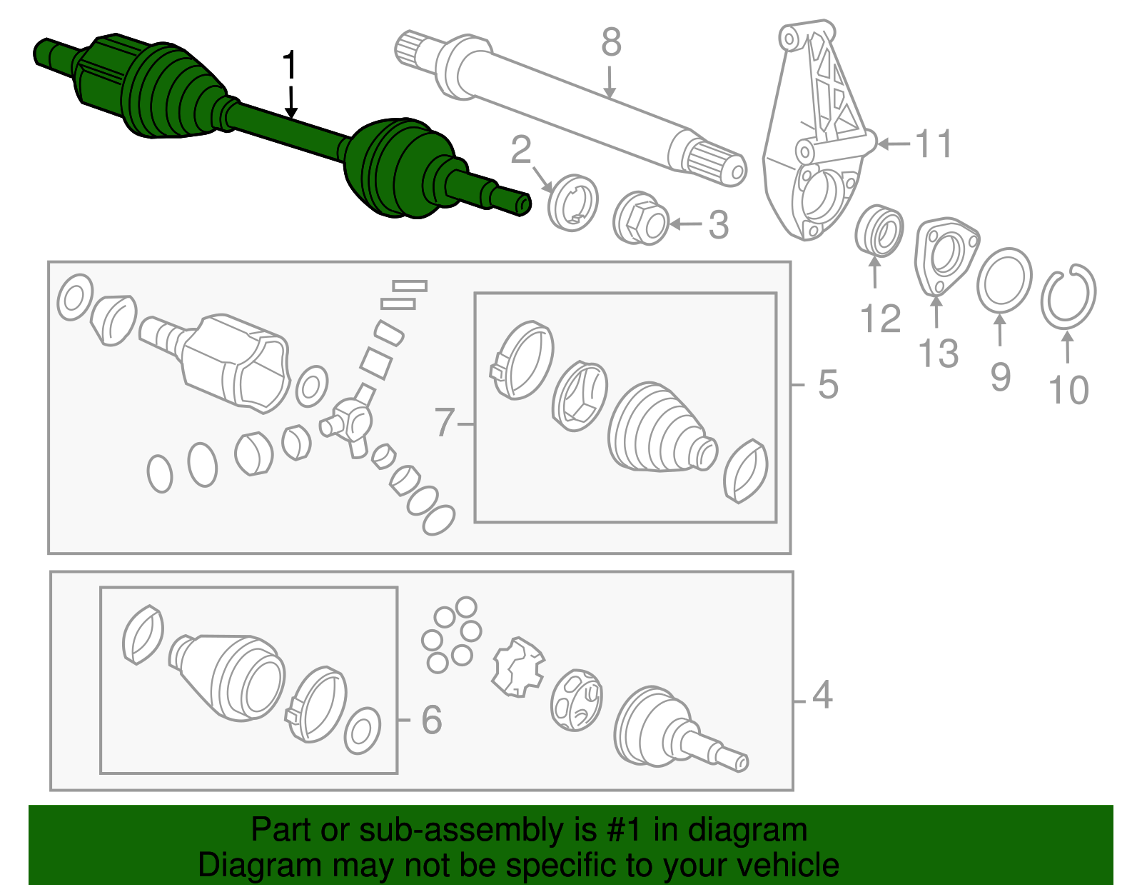 2011-2016 Chevrolet Front Driver Side Half-Shaft Assembly 13334704 | GM ...