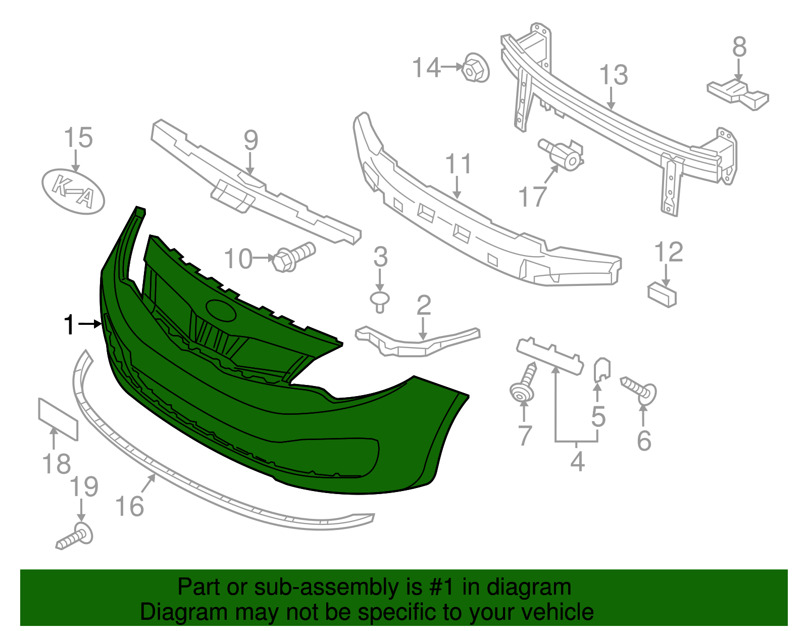 86511-1W000 - Bumper Cover 2012-2015 Kia Rio | Kia.Parts Store