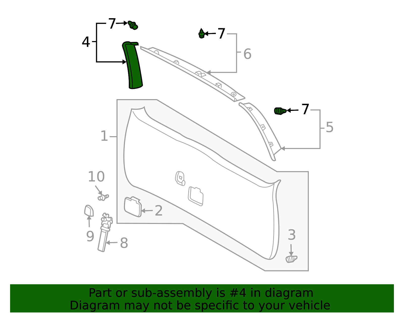 67937-AE010-E0 - High-Quality Liftgate Trim for 2004-2010 Toyota Sienna ...