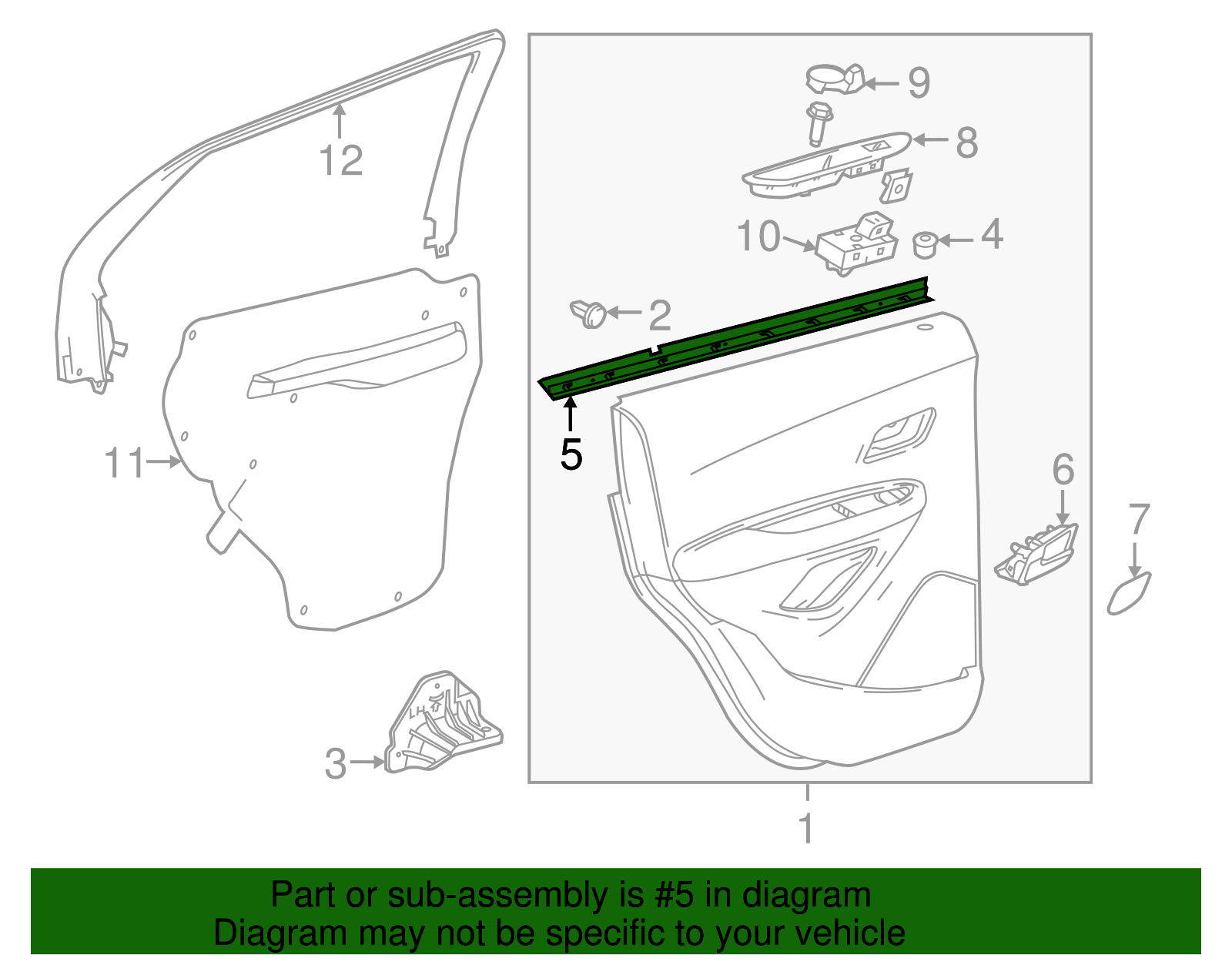95301296 - Rear Driver Side Door Window Inner Sealing Strip 2013-2022 ...