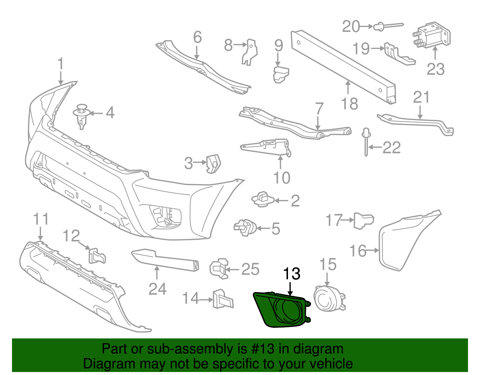 2013-2015 Toyota Tacoma Cover Fog Lamp - DRIVERS SIDE 81482-04030 ...