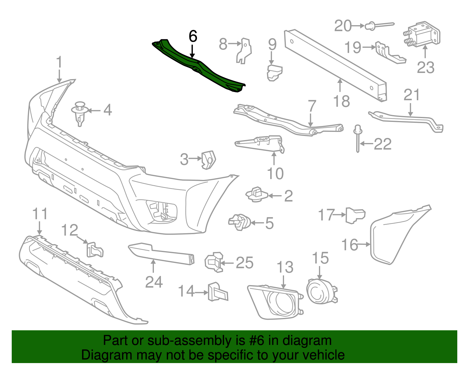 2012-2015 Toyota Tacoma Bumper Cover Support Rail (Front, Upper) 52521 ...