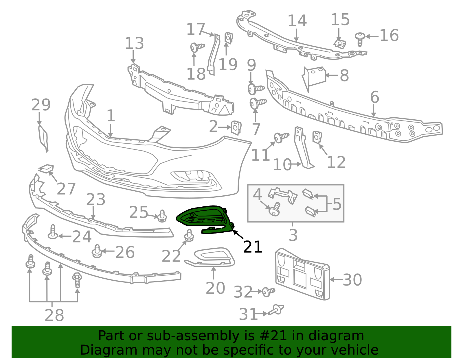 23448635 - High-Quality Passenger Side Front Fog Lamp Bezel Insert for ...