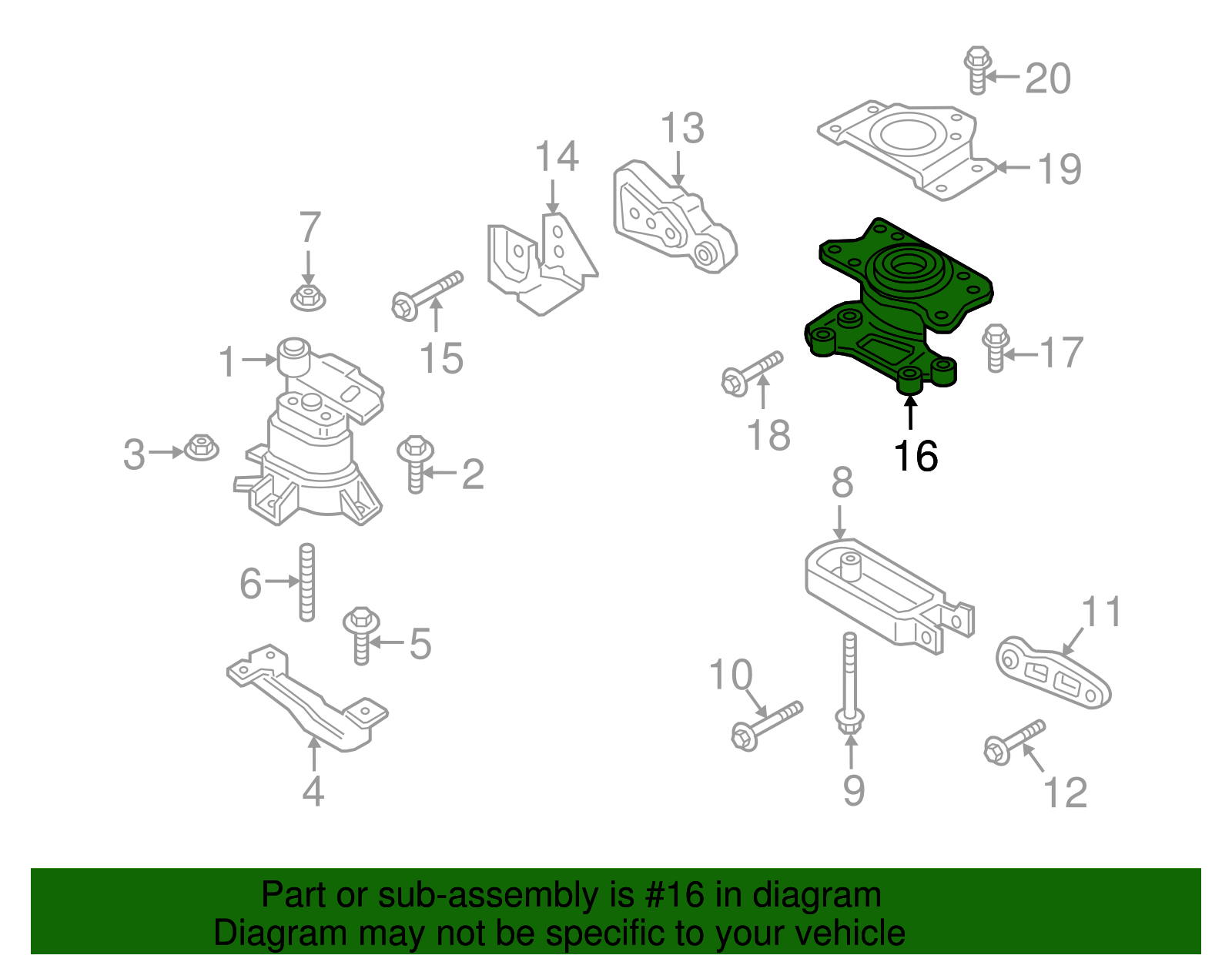 2015-2019 Ford | Trans Mount Bracket | F2GZ-6068-E | Walls' Ford Parts