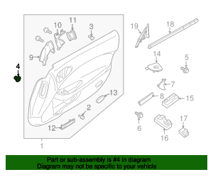Genuine Door Trim Panel Grommet - 01281-01231 | NissanParts.cc | Nissan ...