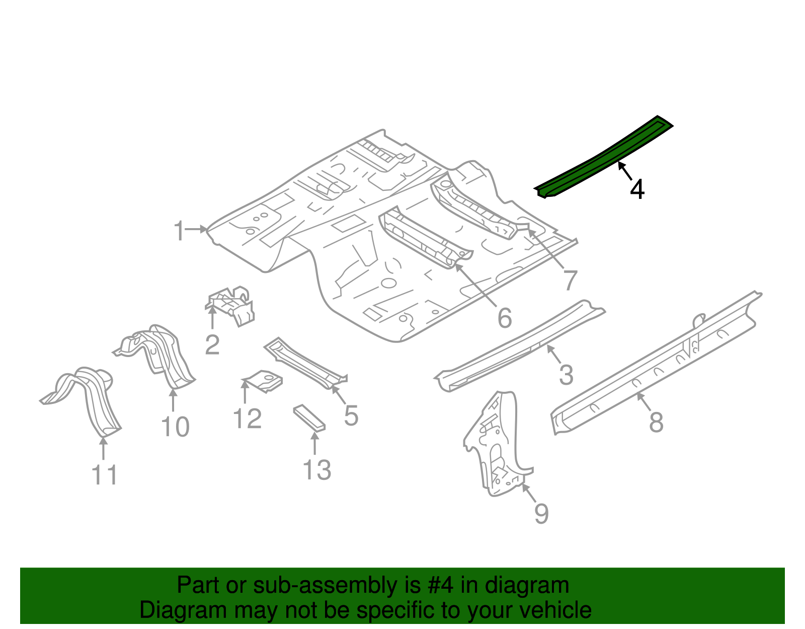 2017-2025 Subaru Rear Rail 52150FL04A9P | Buy Subaru Parts