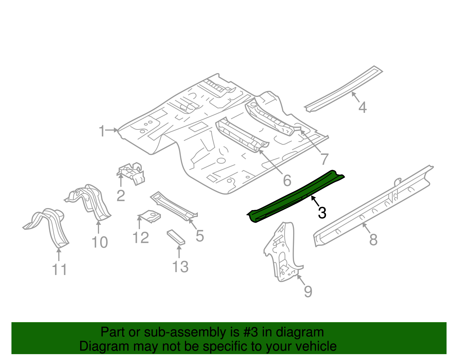 2017-2025 Subaru Front Rail 52150FL00A9P | Buy Subaru Parts
