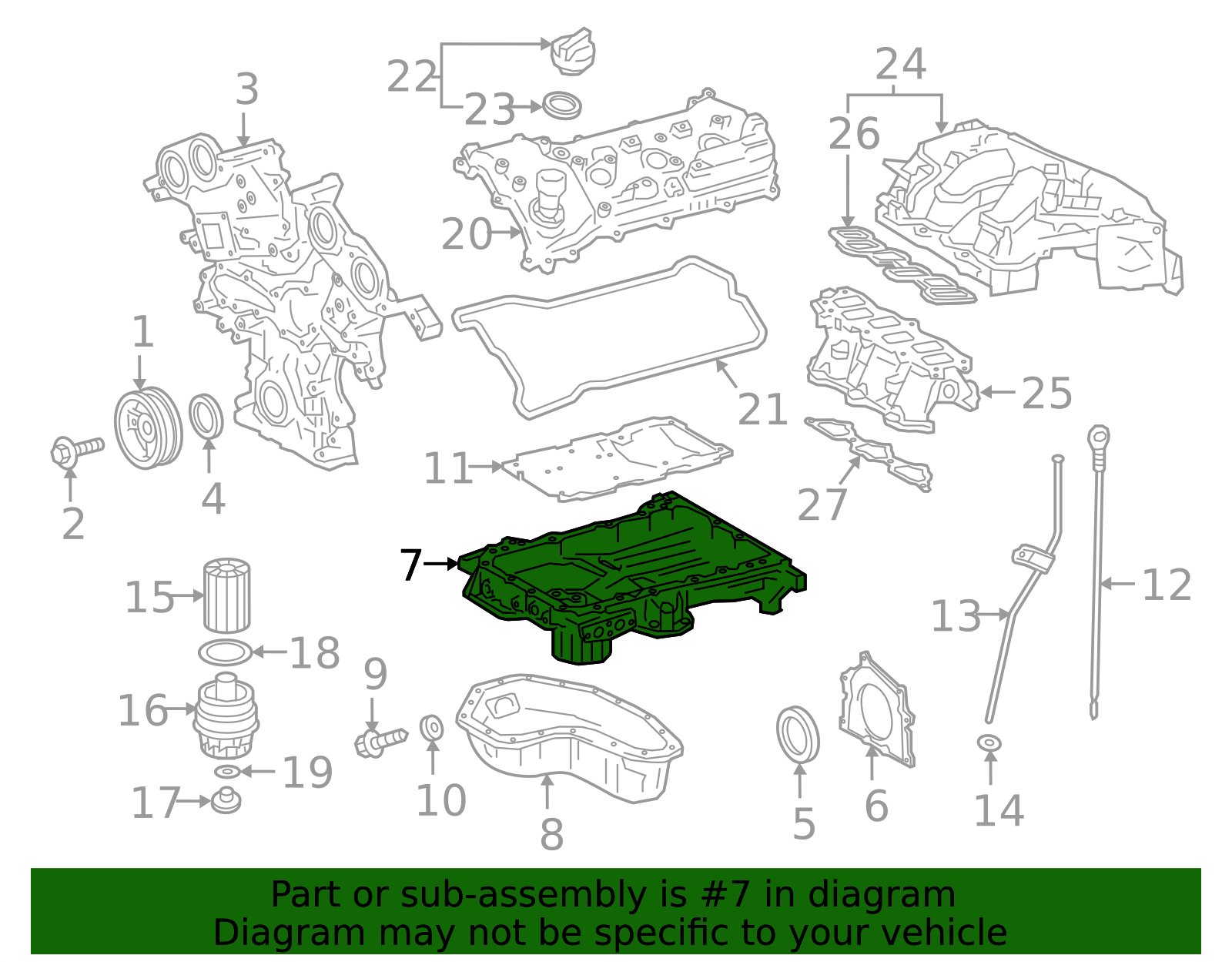 Genuine Toyota Oil Pan part# 12101-0P050 for 2017-2022 Toyota ...