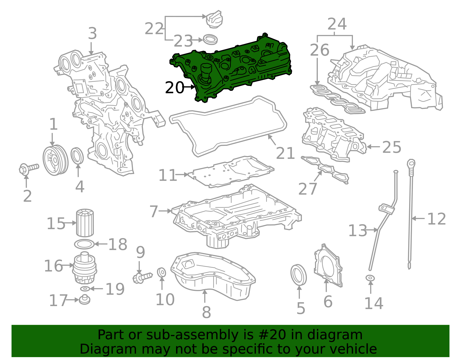 2017-2022 Toyota Engine Valve Cover (Left) 11202-0P012 | Toyota Parts ...