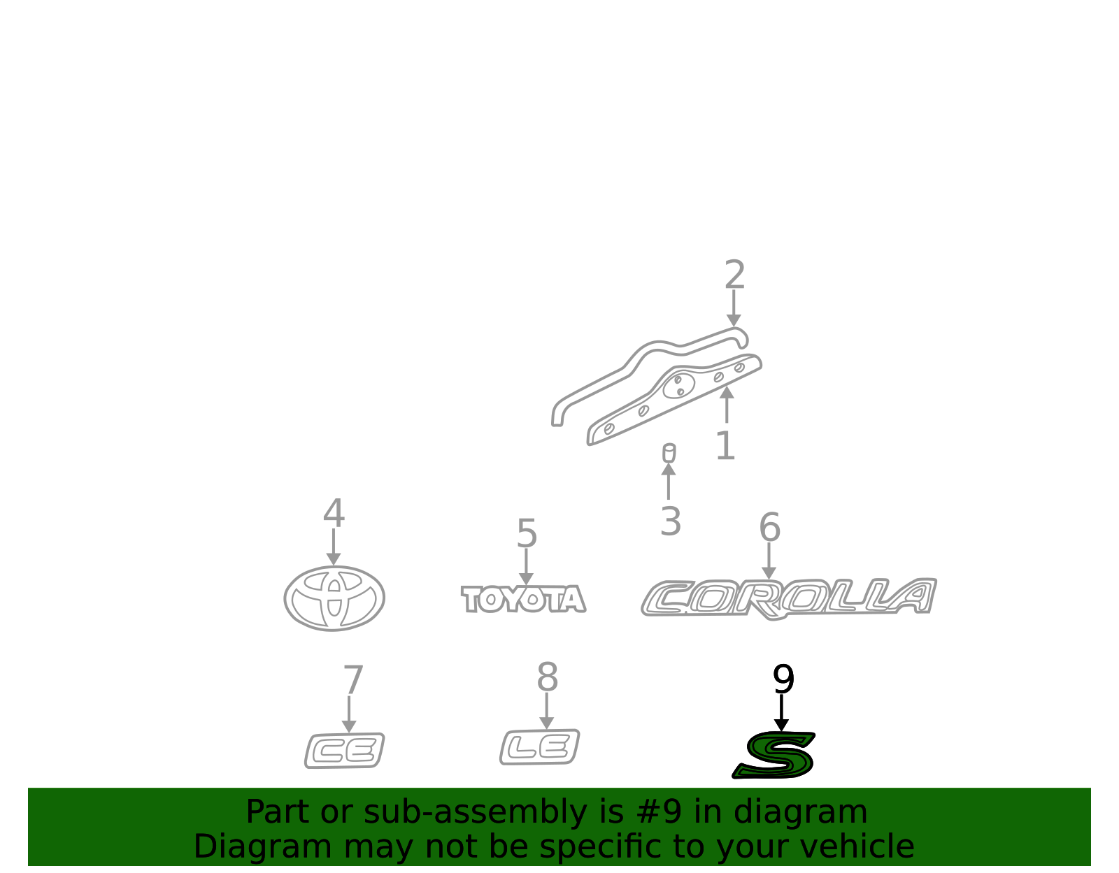 2003-2008 Toyota Corolla Nameplate 75444-1A800 | MotorMotor