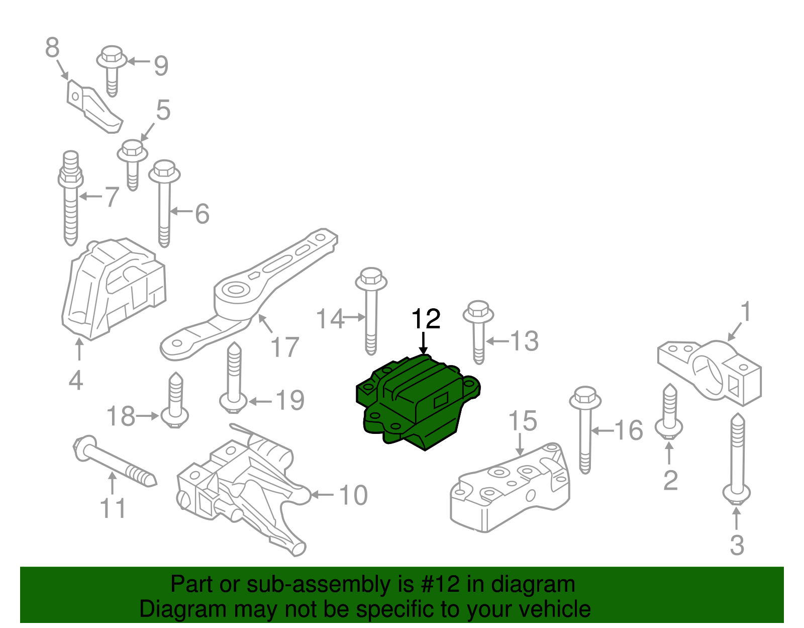 1K0-199-555-BE - Mount 2007-2018 Volkswagen | Volkswagen Parts Catalog