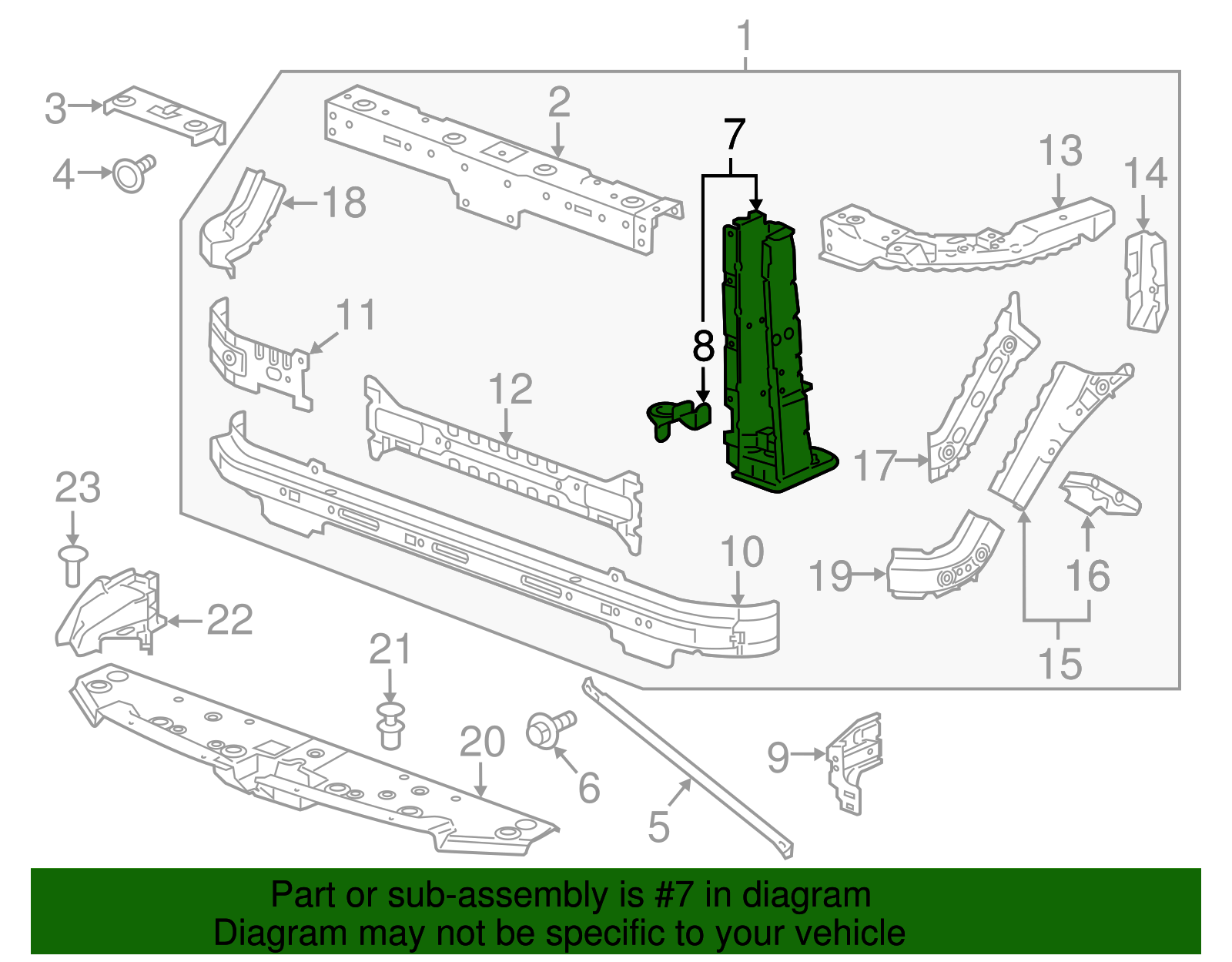 2015-2022 GM Passenger Side Radiator Support Reinforcement 84023467 ...