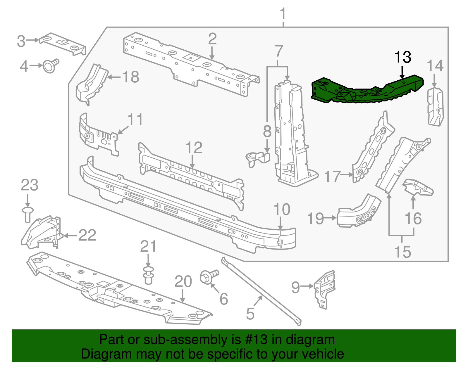 2015-2022 GM Side Support - Passenger Side (RH) 23214539 | TascaParts.com