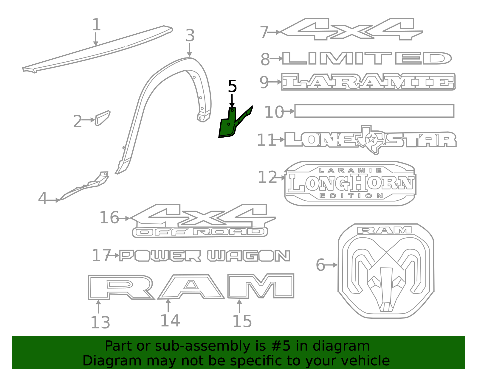 68362323AD - Rear Spat Left - 2019-2020 Mopar | Mopar Parts Canada