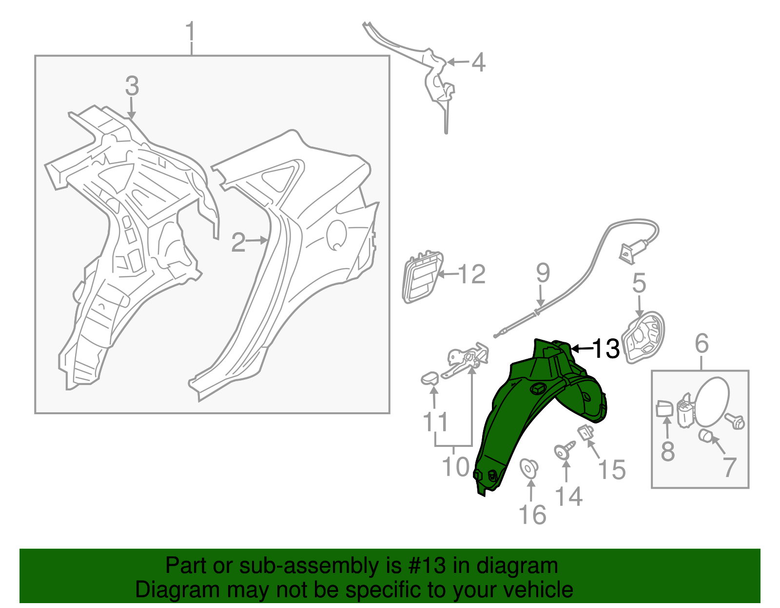 Hyundai - 86821-2S500 - Wheelhouse Liner - 2014-2015 Hyundai Tucson ...