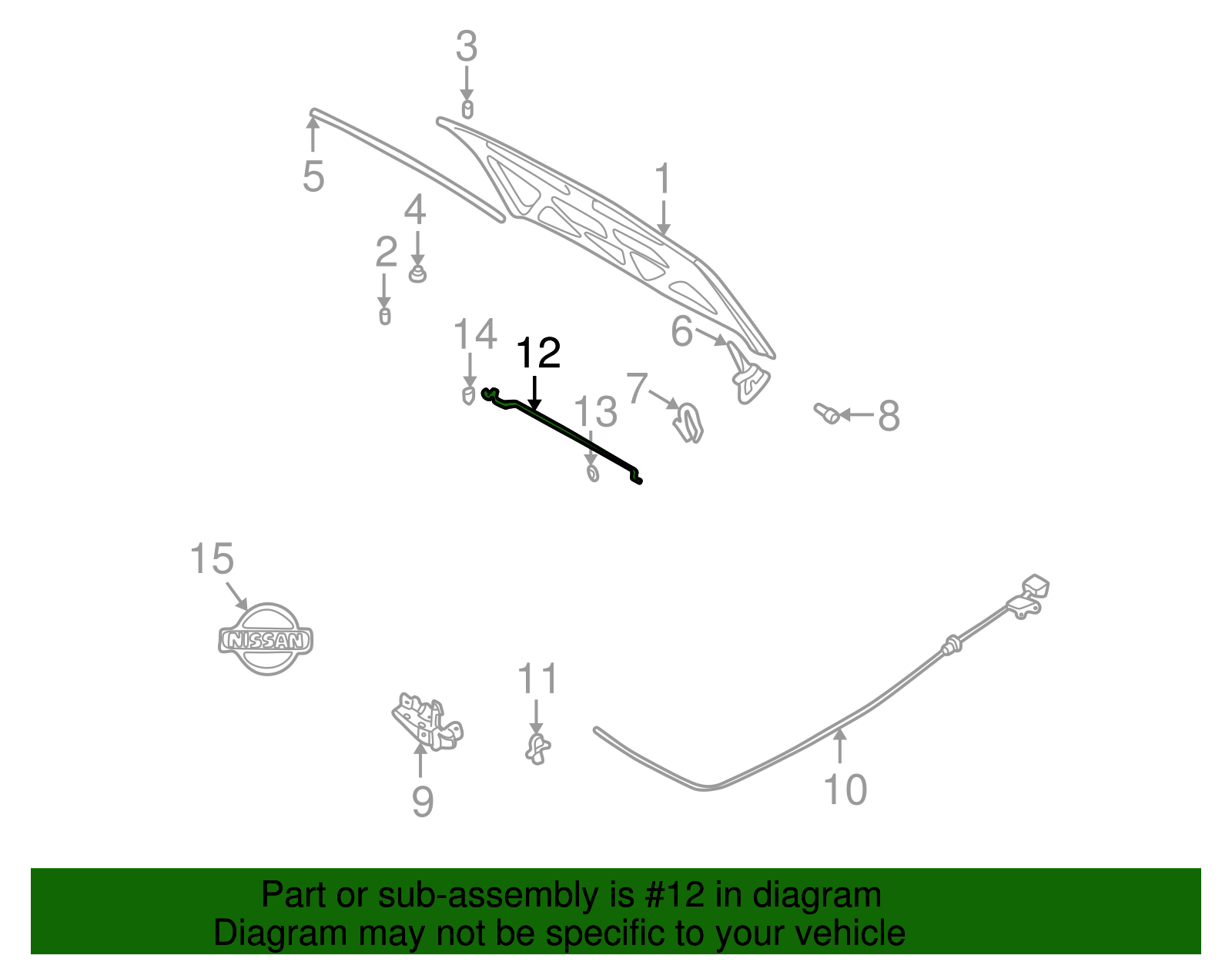1998-2004 Nissan Support Rod 65771-3S500 | Nissan Parts OEM
