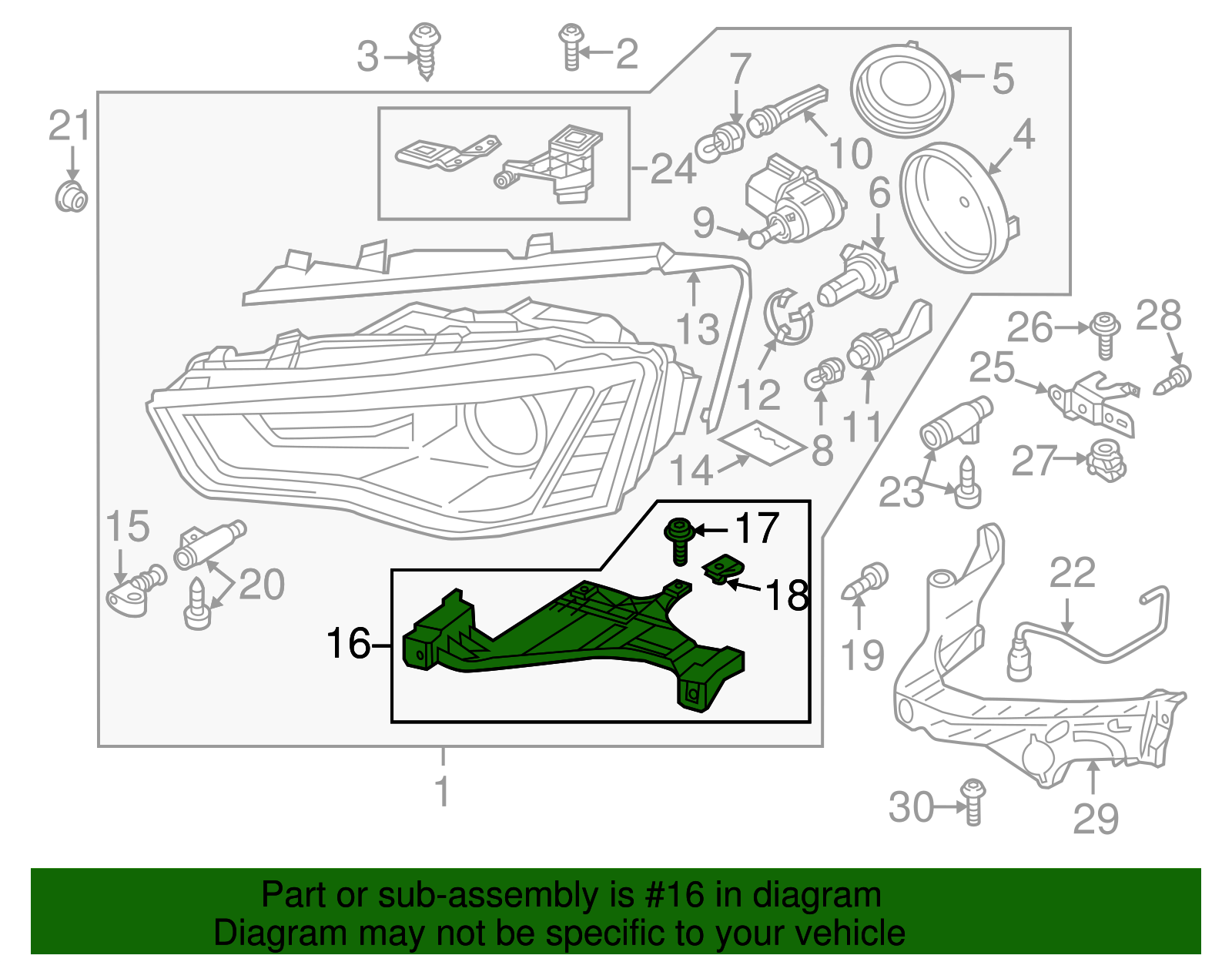 2013 Audi Headlight Bracket 8T0-941-454-B | Genuine Audi Parts