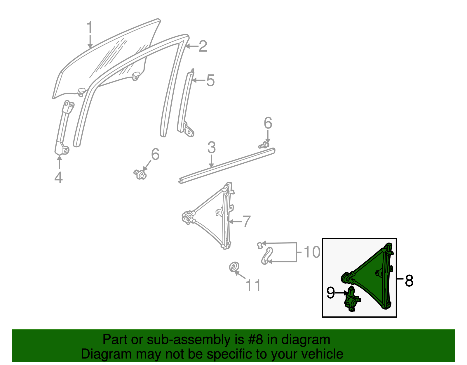 2001-2005 Toyota RAV4 Window Regulator 69801-42050 | Toyota Parts Center