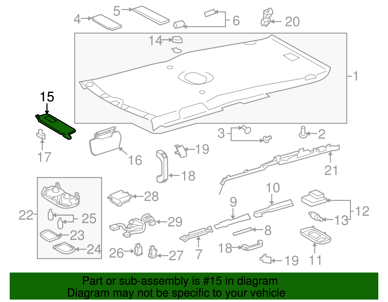 2007 Toyota FJ Cruiser Sun Visor - DRIVERS SIDE 74320-3D090-B0 | Toyota ...