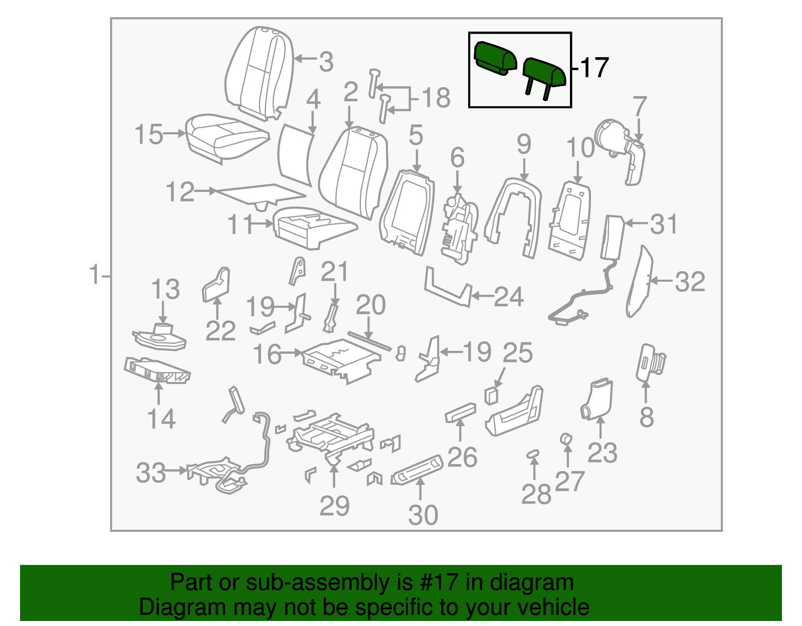2010-2014 GM Light Cashmere Front Seat Head Restraint 20998450 | Hadwin ...