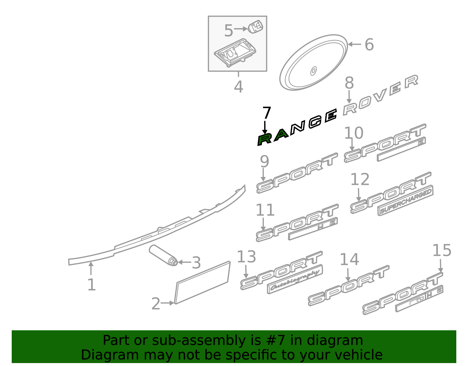 2014-2022 Land Rover Range Rover Sport Hatch Emblem LR088860 | OEM ...