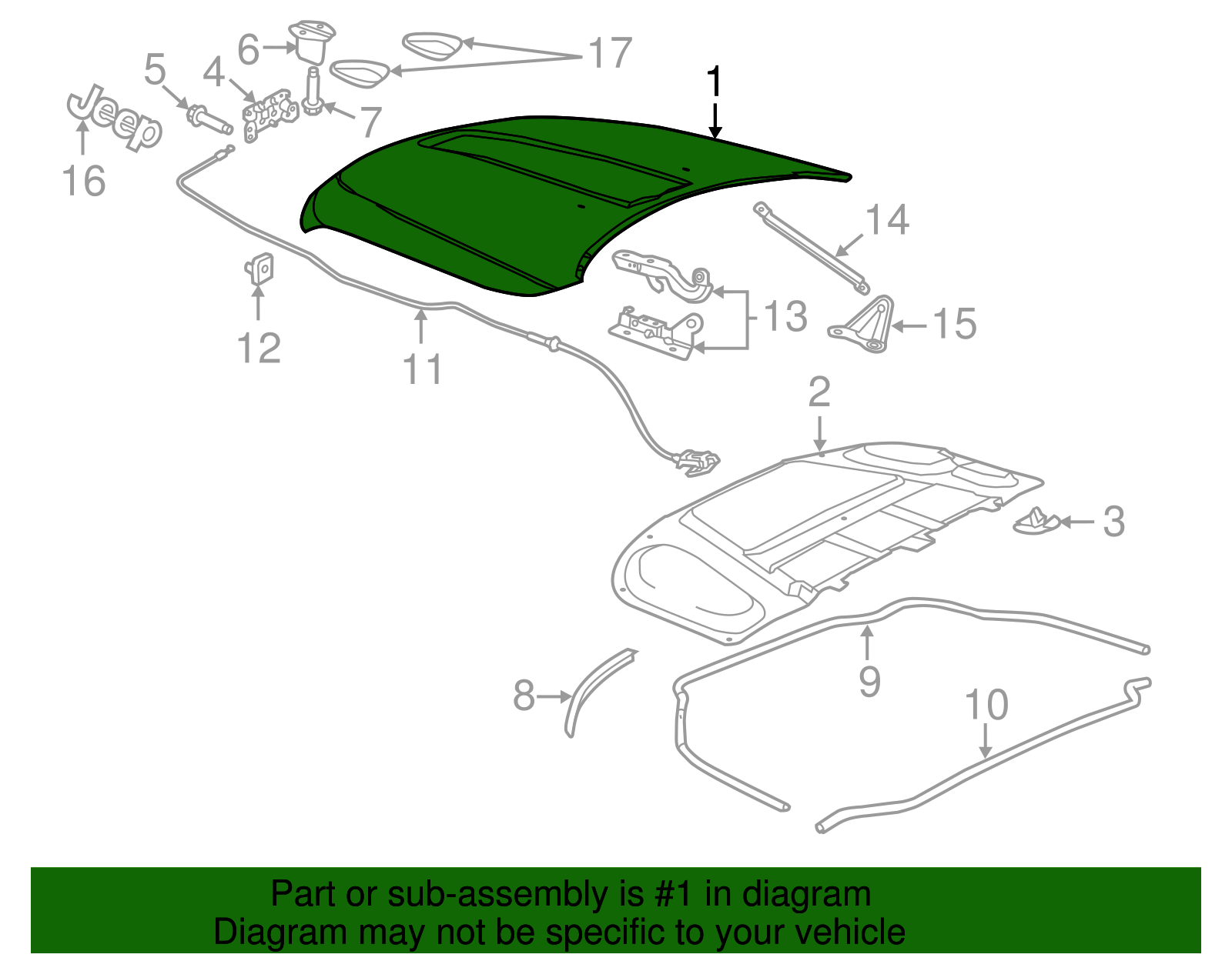2012-2021 Jeep Grand Cherokee Hood 68442519AA | Mopar Parts Canada